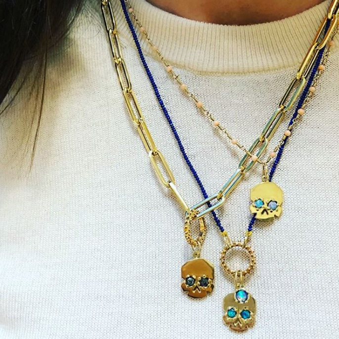 BOHEME LAPIS and GOLD HOOPS OPEN CHAIN – DELPHINE LEYMARIE